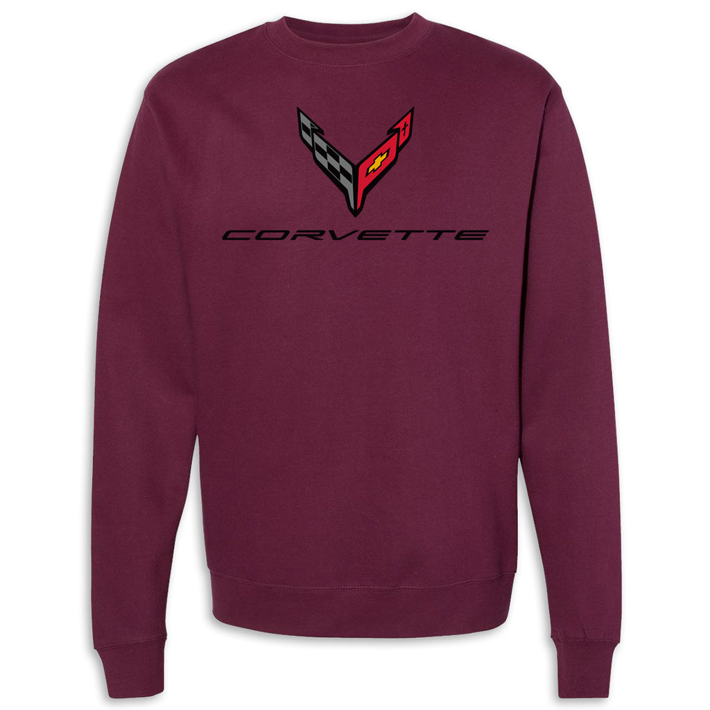 C8 Crewneck Fleece | Maroon – CorvetteCollection.com