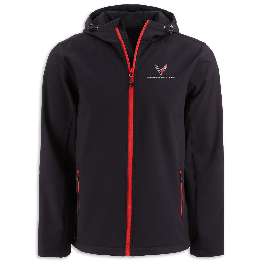 C8 Mens Soft Shell Hooded Jacket | Black/Red – CorvetteCollection.com